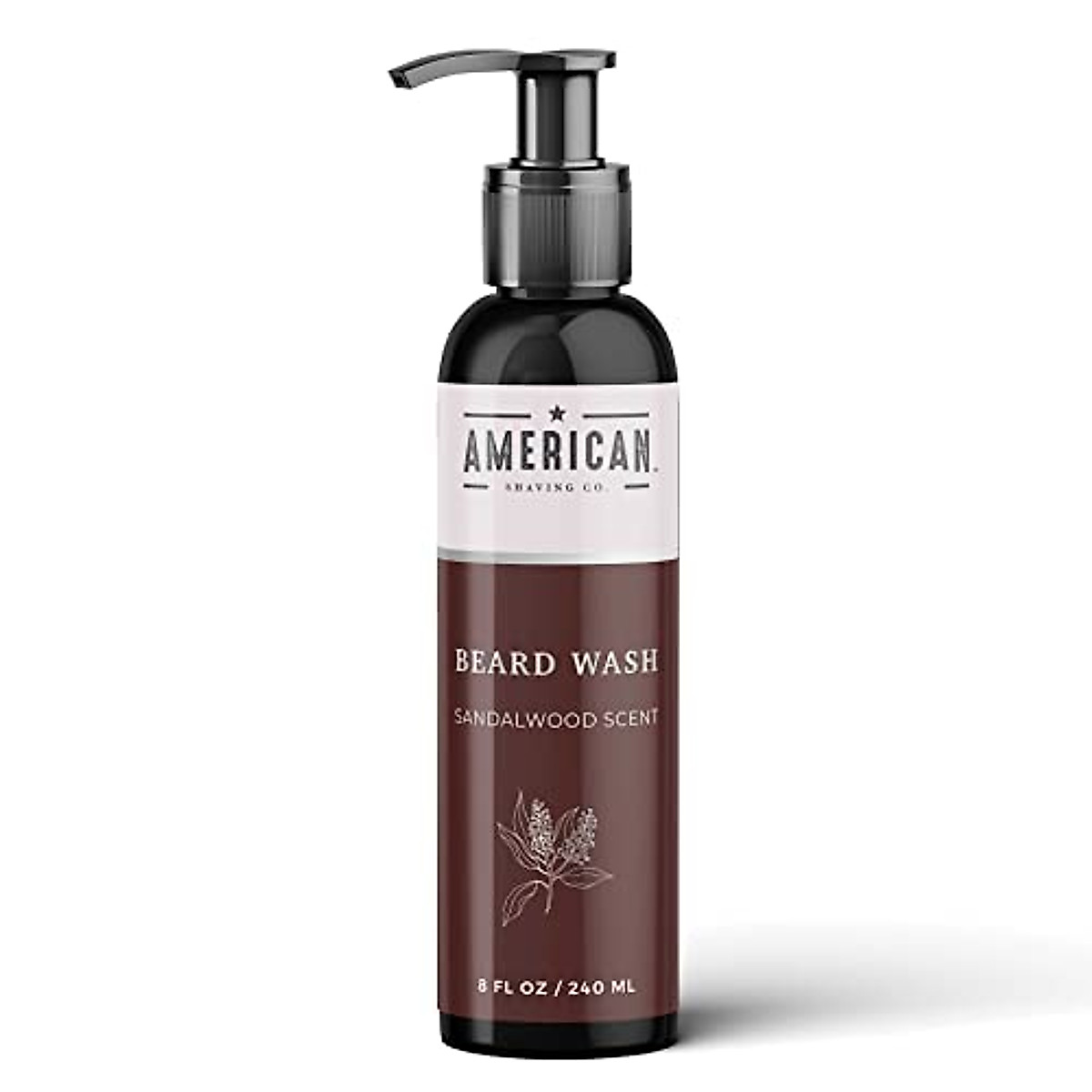 American Shaving Co Beard Wash with Sandalwood Scent, Jojoba Oil & Argan Oil, Soothing & Moisturizing Beard Care For All Types of Skin & Beard Hair, Softens and soothes the Beard itches, A Sandalwood scent infused Natural Beard Cream, 8 Oz