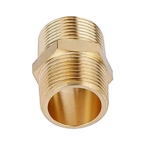 U.S. Solid Brass Pipe Fitting, Hex Nipple, 3/4" x 3/4" NPT Male Pipe Adapter