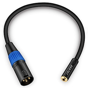 JOLGOO 1ft 3.5mm Female to XLR Male Audio Adapter Cable, 20 AWG 4N Copper, 24k Gold-Plated Connectors, Pro Grade, Noise Shielding, Durable