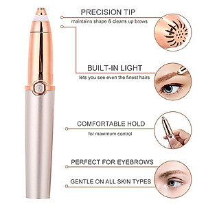 Facial Hair Remover Eyebrow Razor Lipstick Shaped Electric Eyebrow Trimmer Mini Portable Women Eyebrow Shaver Rose Gold for Face Bikini Hair Chin Cheek Upper Lip