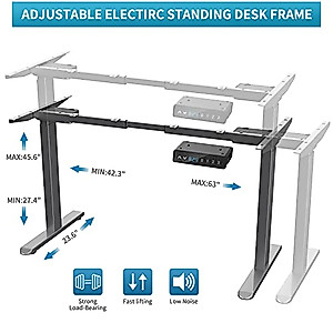 ERGOMORE Standing Desk Frame Dual Motor Height Adjustable Desk Frame Standing Desk Legs with Memory Preset & USB Port for Home and Office (Black)