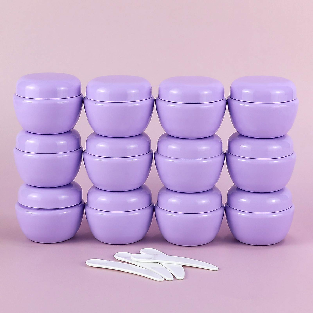 LONGWAY 1 Oz (30ML) Little Plastic Jars with Lids and Inner Liners | Empty Lotion Containers/Travel Cream Containers - for Salves,Lotions and Creams, Cosmetic Jars & BPA Free (Pack of 12, Purple)