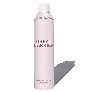 Beachwaver Great Barrier Heat Protectant Hair Spray - Multi-Purpose Treatment for Heat Protection Before Styling for Flexible Hold & No Frizz - Polynesian Pink Sugar Scent (8.4 Fl Oz)