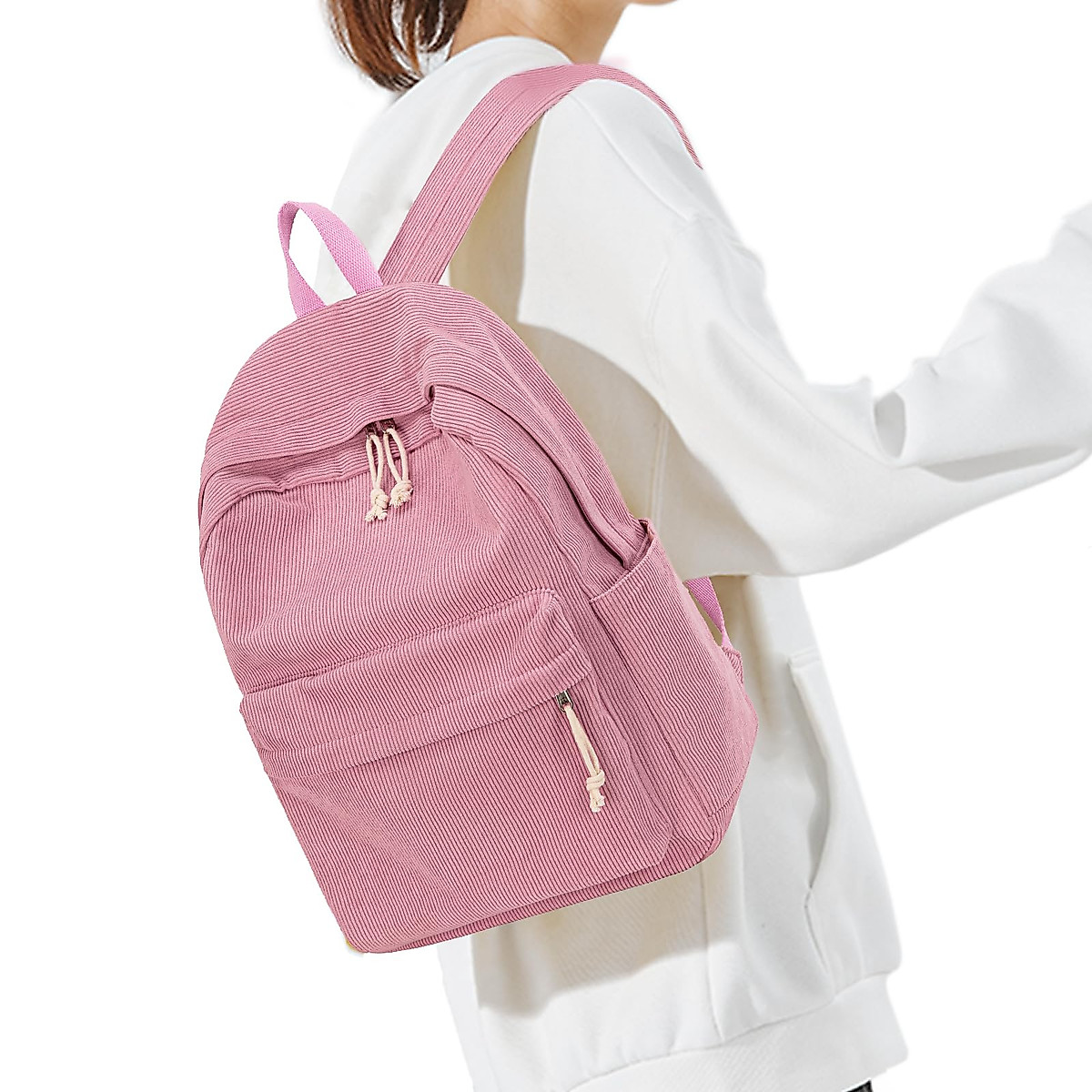 School Backpack for Teens Large Corduroy Bookbag Lightweight 17 inch Laptop Bag for Girls Boys Casual High School College