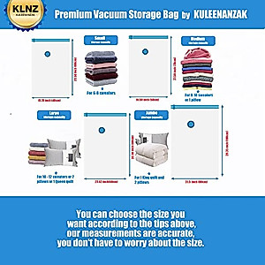 Premium Vacuum Storage Bags. 80% More Storage Hand-Pump for Travel Double-Zip Seal and Triple Seal Turbo-Valve for Max Space Saving (8 × Large) Perfect for storing winter coats