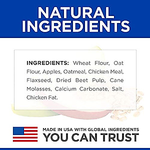 Hill's Natural Dog Treats Crunchy Fruity Snacks with Apples & Oatmeal, Healthy Dog Snacks, 8 oz. Bag