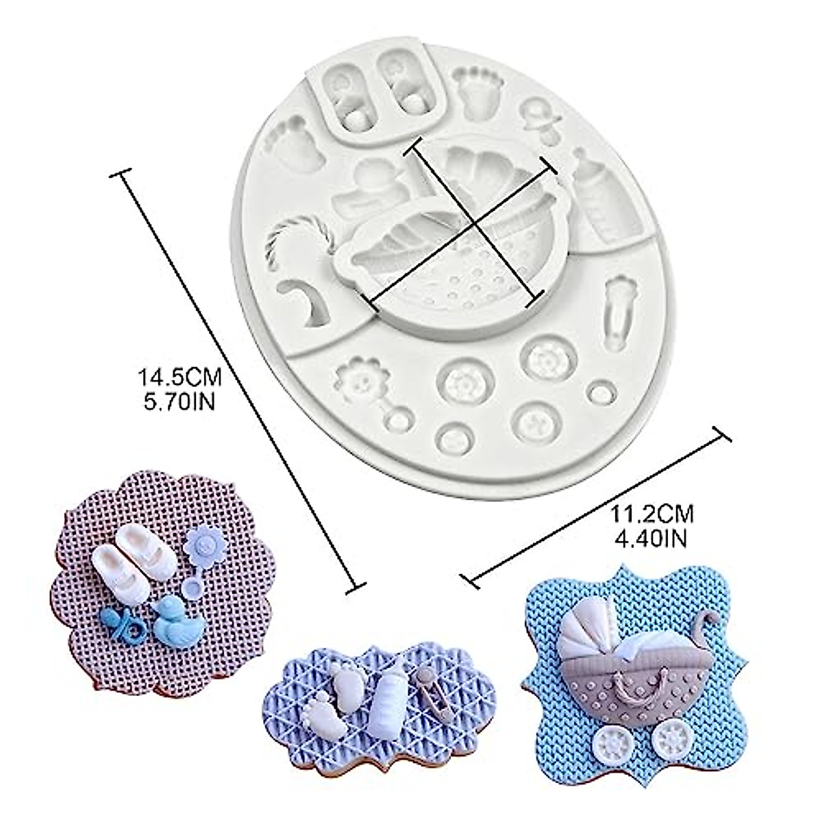 Baby Shower Silicone Mold For Candy Cookie Baby Stroller Fondant Molds For DIY Chocolate Candy Decoration Jewelry Baby Stroller Silicone Mold Cupcake Toppers Mold