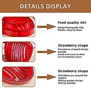 LIFVCNT 2pcs Strawberry Slicer Kitchen Gadget, Strawberry Accessories Fruit Slicer Cutter Set, Strawberry Cutter Slicer Stainless Steel Blade Craft Fruit Tools