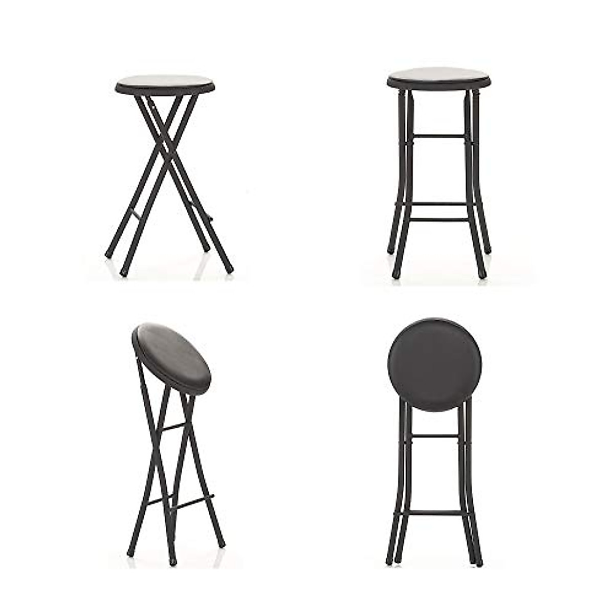 CoscoProducts COSCO 24" Vinyl Padded Folding Stool, Black, 4-Pack