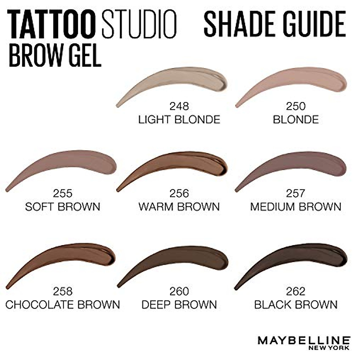 Maybelline TattooStudio Waterproof Eyebrow Gel Makeup, Deep Brown, 1 Count