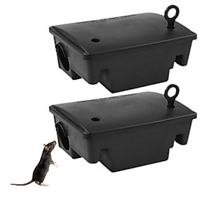 Large Rat Bait Stations 2- Pack | Mouse Bait Station for Home Garden| Rodent Bait Station for Indoor and Outdoor Use | Exterminator Approved | Safe for Family and Pets (Bait is not Included)