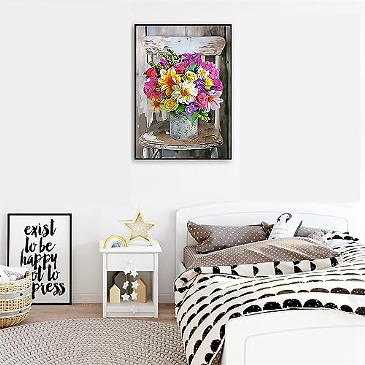 tigdtiu Flower Paint by Number for Adults, Flower Easy Paint by Numbers,DIY Acrylic Painting Paint by Numbers Kits for Kids,Home Wall Decor 12x16inch