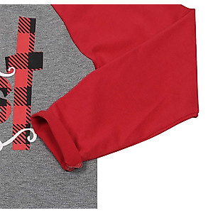 Merry Christmas Tee Shirts Women Christmas Tee Shirts Tops Letter Print Long Sleeve Raglan Baseball Tee Shirts Gray