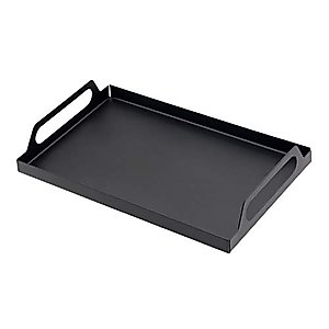 JPCRAFT Metal Tray Organizer with Handles for Bathroom Storage Kitchen Coffee Cups, Black, 11.8 by 7.8-inch