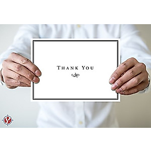 Thank You Cards for Small Business, Bulk Set of 25, 5x7" Folding Greetings, Ships Flat, Blank Inside + Envelopes - Elegant Design Note Card for Weddings, Bridal, Baby Shower, Graduation