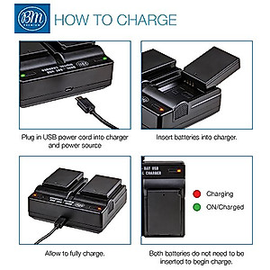 BM Premium Pack of 2 LP-E10 Batteries and USB Dual Battery Charger Kit for Canon EOS Rebel T3, T5, T6, T7, Kiss X50, Kiss X70, EOS 1100D, EOS 1200D, EOS 1300D, EOS 2000D Digital Cameras