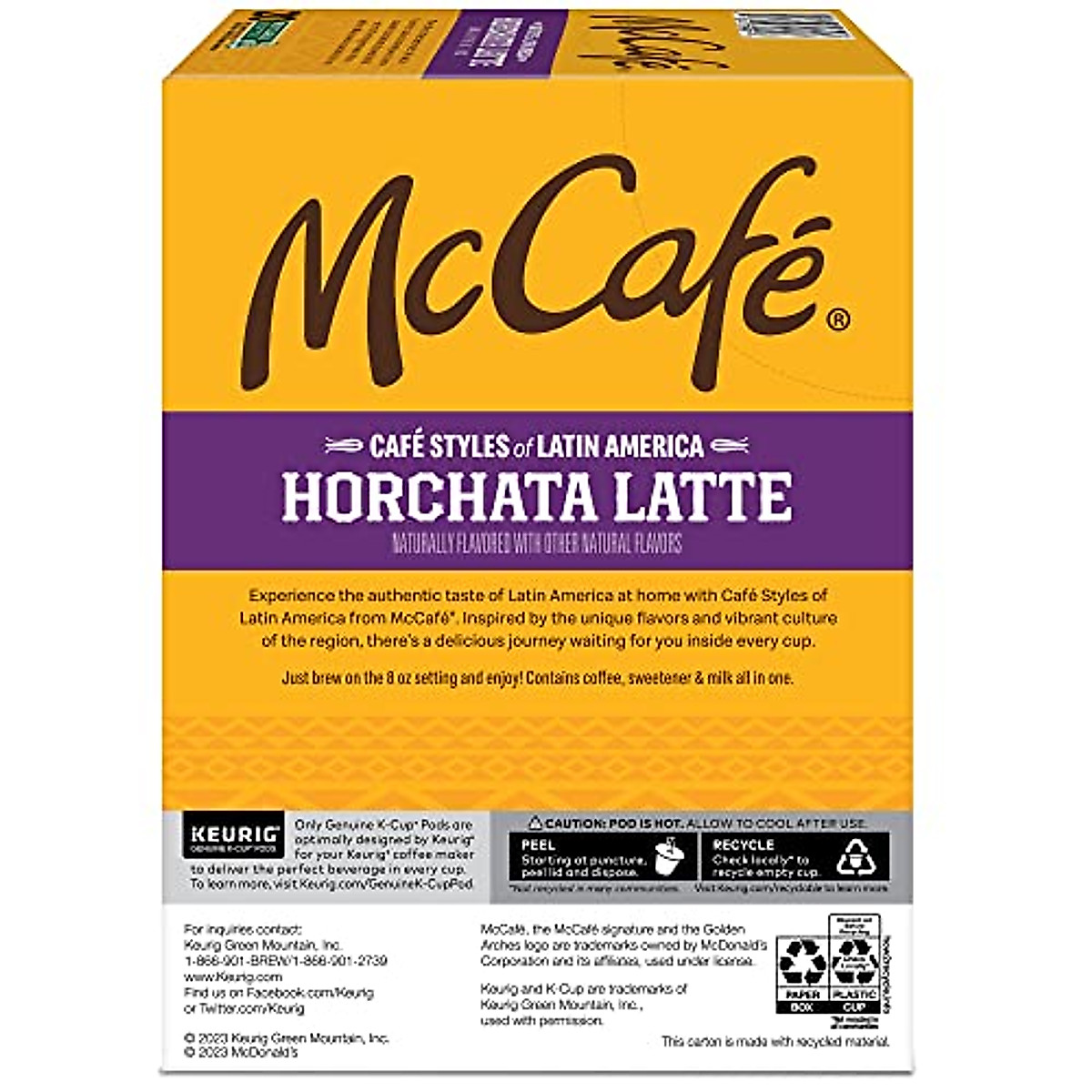 McCafe Cafe Styles of Latin America Horchata Latte, Keurig Single Serve K-Cup Coffee Pods, 20 Count