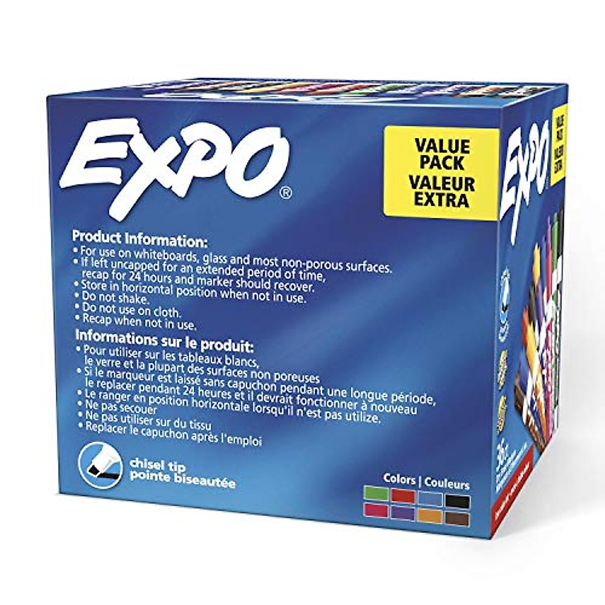 EXPO Low-Odor Dry Erase Markers, Chisel Tip, Assorted Colors, 36 Pack