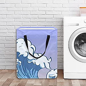 Japanese Wave Laundry Basket Large Cloth Organizer Bag Basket Foldable Laundry Hamper with Handles