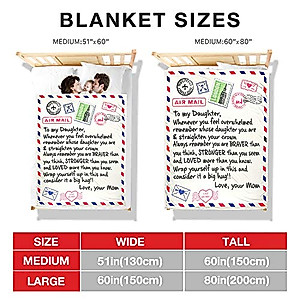 KPX Inspirational Flannel Blanket to My Daughter from Mom Letter Printed Quilts Blanket Christmas Birthday Graduation Gift for Adult Girl Plush Throw Blankets (51X60 Inch)