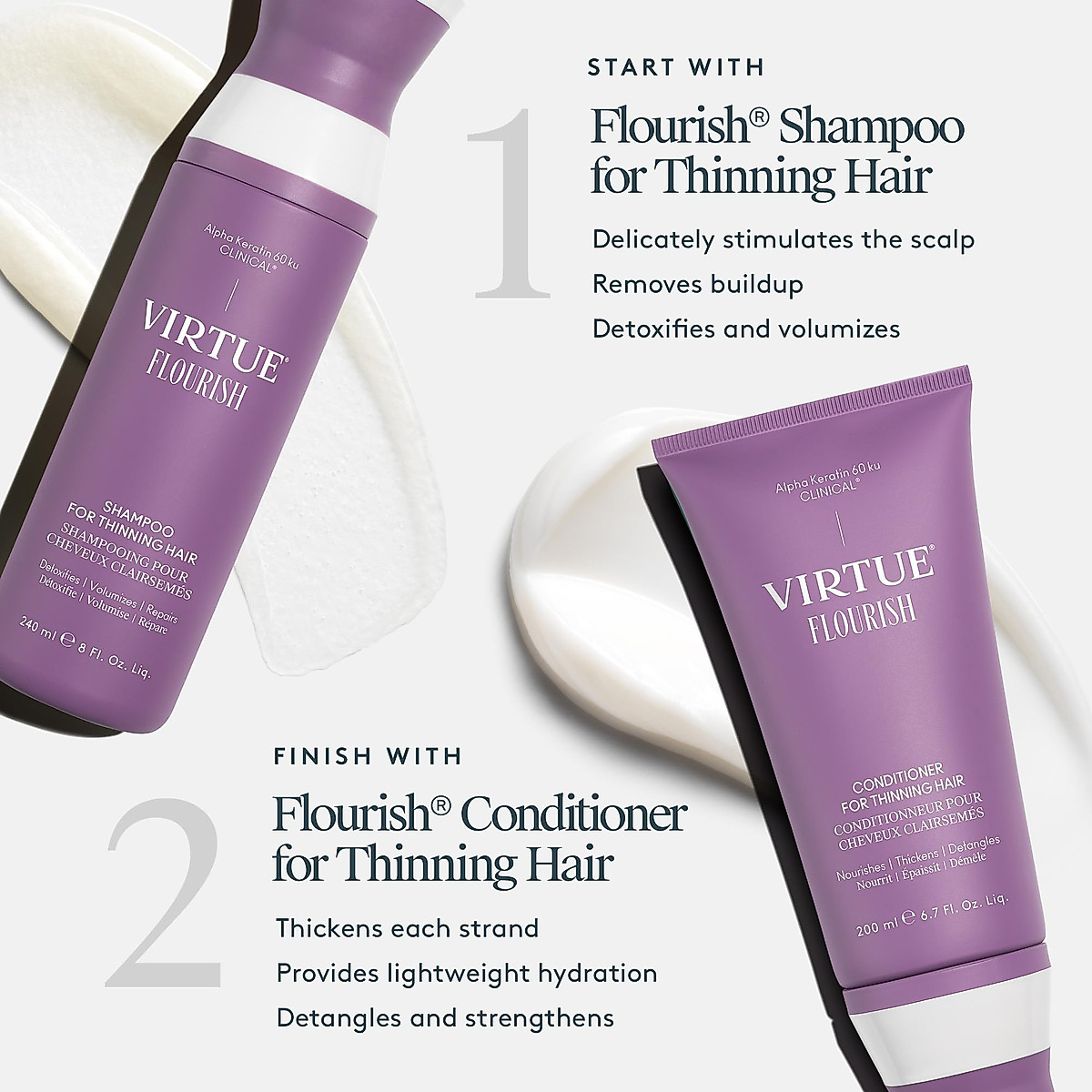 Virtue Flourish Shampoo for Thinning Hair | Detoxifies, Volumizes, Repairs Thinning Hair