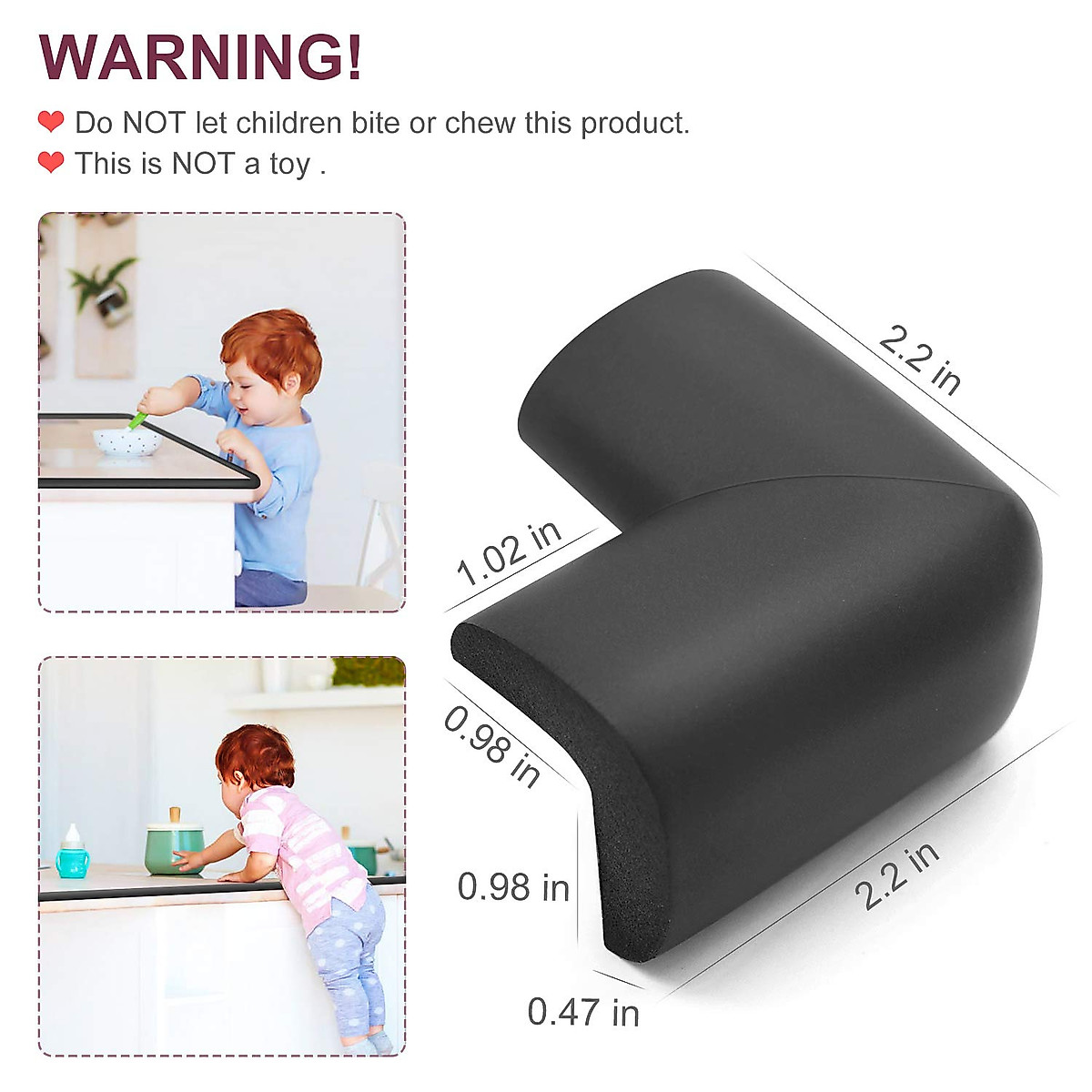 Baby Proofing Edge Corner Protector, 20.5 ft (18.1ft Edge + 8 Corners) Baby Proof Corner Guards,Thick Table Bumper Guard, 3M Pre-Taped Corners, Soft Rubber Foam Guard Heavy-Duty Black
