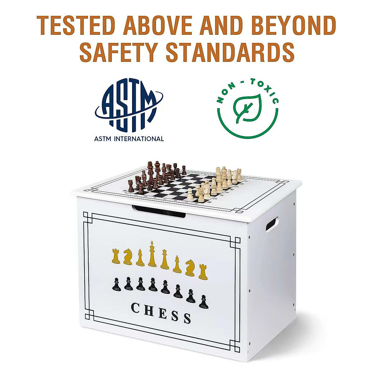 Pierybyt Wooden Storage Chest, White, 23.6" x 15" x 16.7"，Storage Chest With Safety Hinges，For Organize and Store Your Child's Toys ，Item Storage, Playroom Storage.