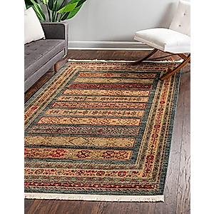 Unique Loom Fars Collection Modern Classic Tribal Inspired Design with Border Area Rug, (Rectangular 8' 0" x 10' 0", Blue/ Light Blue)