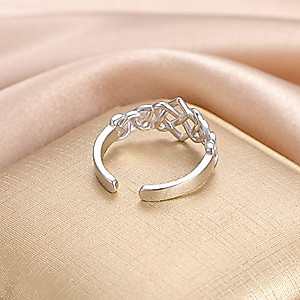 Celtic Knot Heart Ring 925 Sterling Silver Adjustable Wedding Band Stackable Rings for Women Size 7