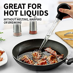 Zulay (Large) Turkey Baster With Cleaning Brush - Food Grade Syringe Baster For Cooking & Basting With Detachable Round Bulb - Ideal For Butter Drippings, Glazes, Roasting Juices for Poultry (Black)