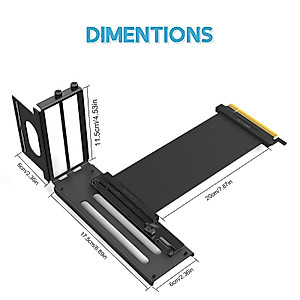 IBEST IMPETUS Vertical GPU Mounting Bracket Graphics Card Holder Kit with PCIE Riser Cable 90 Degree Right Angle 25cm Black