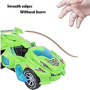 XILETAO Deform Dinosaur Toys for Boys Girls, 2 in 1 Dinosaur Toy Cars for Kids, Transforming Dinosaur LED Car with Music, Automatic Dino Transformers Toys, Boy Toys Dinosaurs Toy Car (Green)