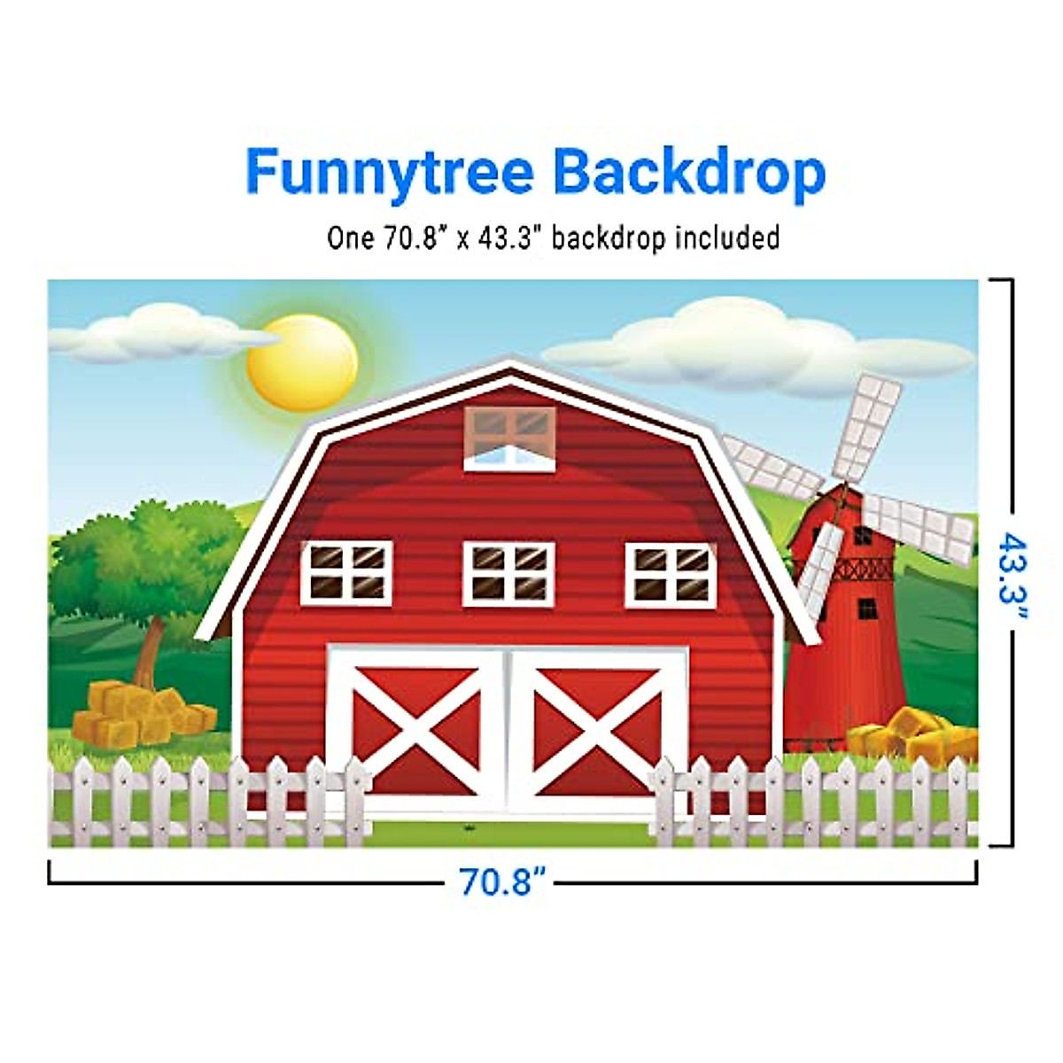 Funnytree Cartoon Red Farm Animals Party Backdrop Children Birthday Background for Photography Decorations Photobooth Banner Photo Studio Props