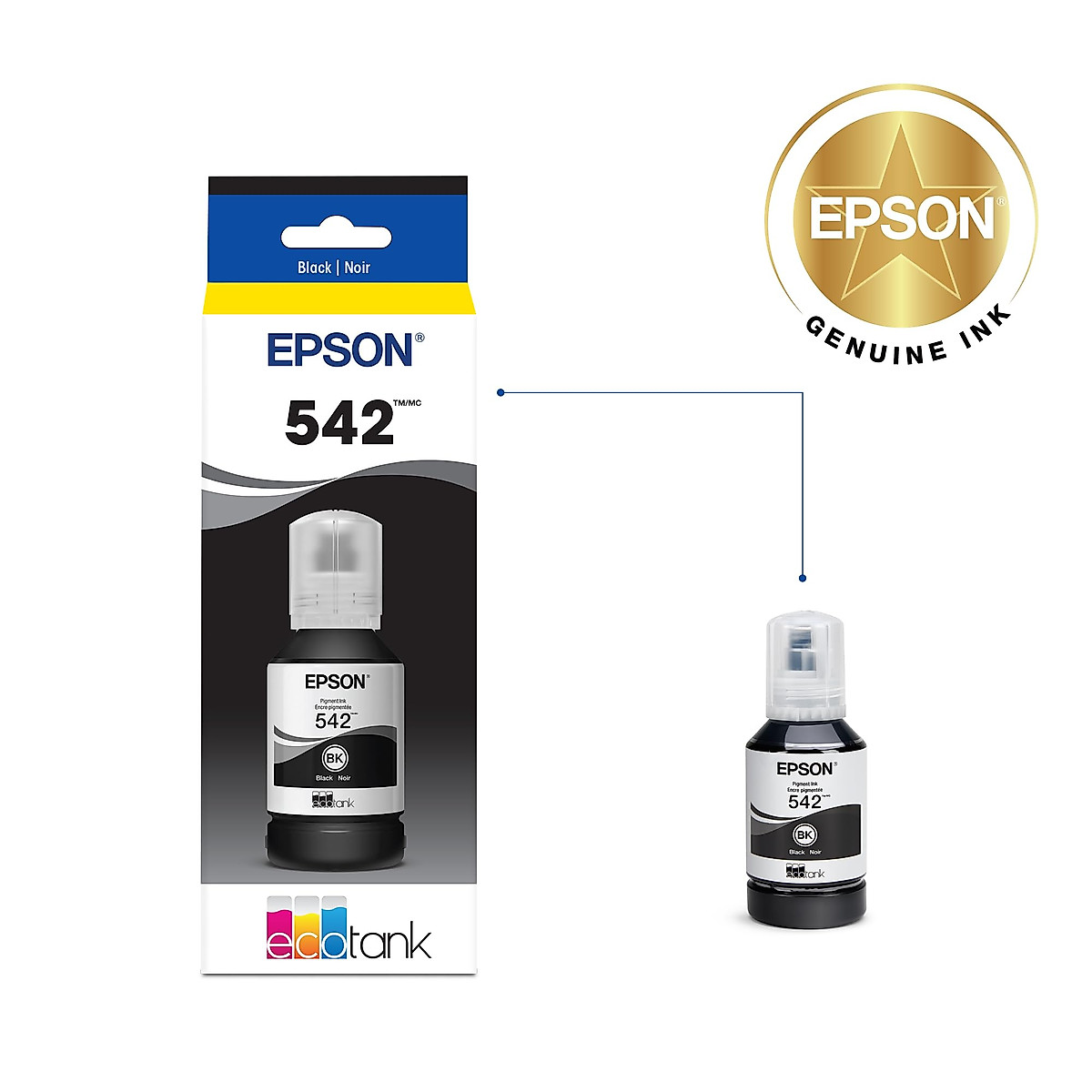 EPSON T542 EcoTank Ink Ultra-high Capacity Bottle Black (T542120-S) for select Epson EcoTank Printers