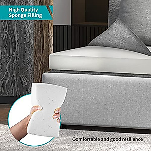 BALUS Convertible Pull Out Linen Sofa Bed, Modern Reversible Sleeper Sofa Couch for Living Room/Apartment/Loft,2 Pilliows &Matress (Grey, Twin)