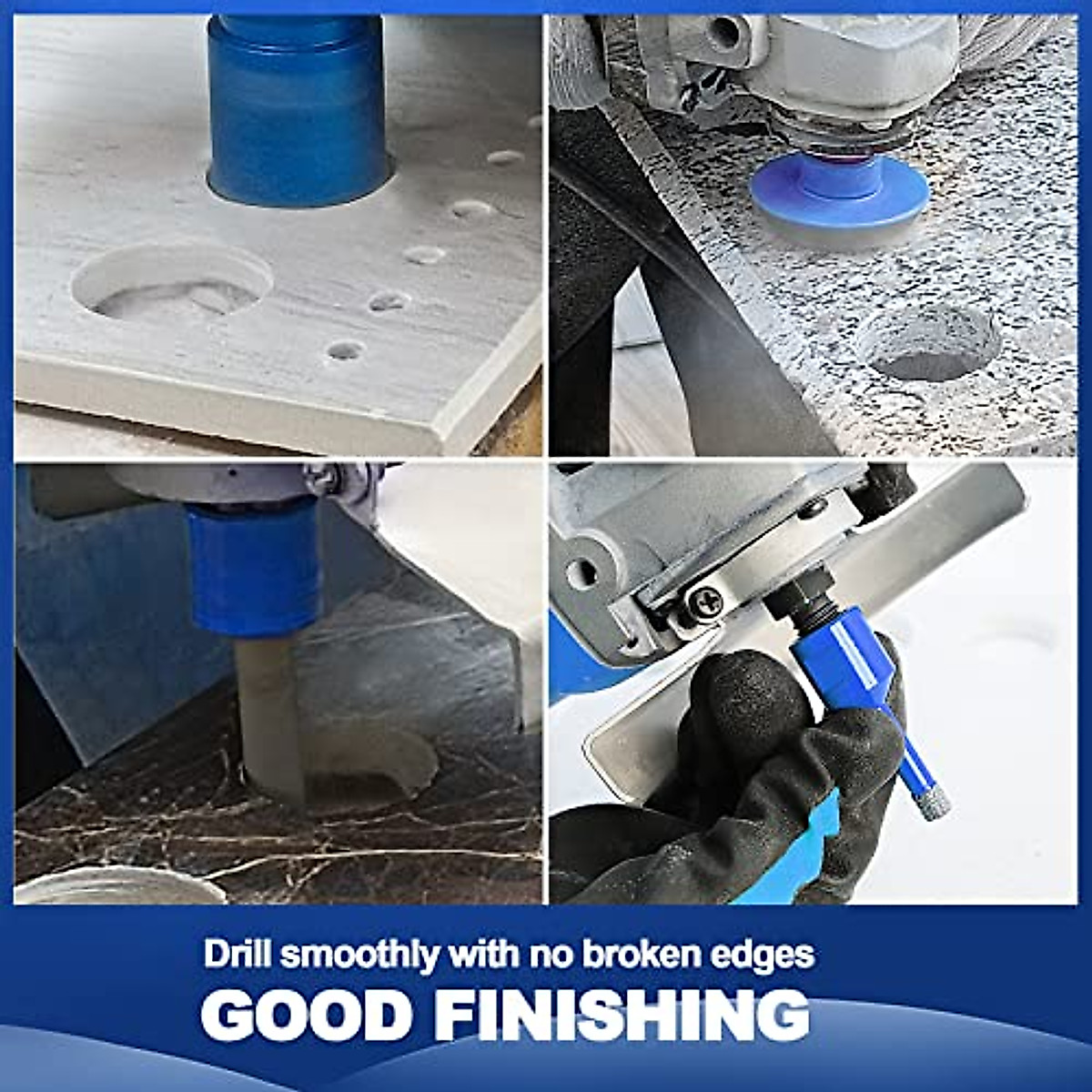 Diamond Core Drill Bit Set for Porcelain Tile Ceramic Marble Granite Drilling,BRSCHNITT 9pcs Vacuum Brazed Diamond Hole Saw with 5/8-11 Thread （1/4" 3/8" 4/5" 1-3/8" 2" 2-1/2"）