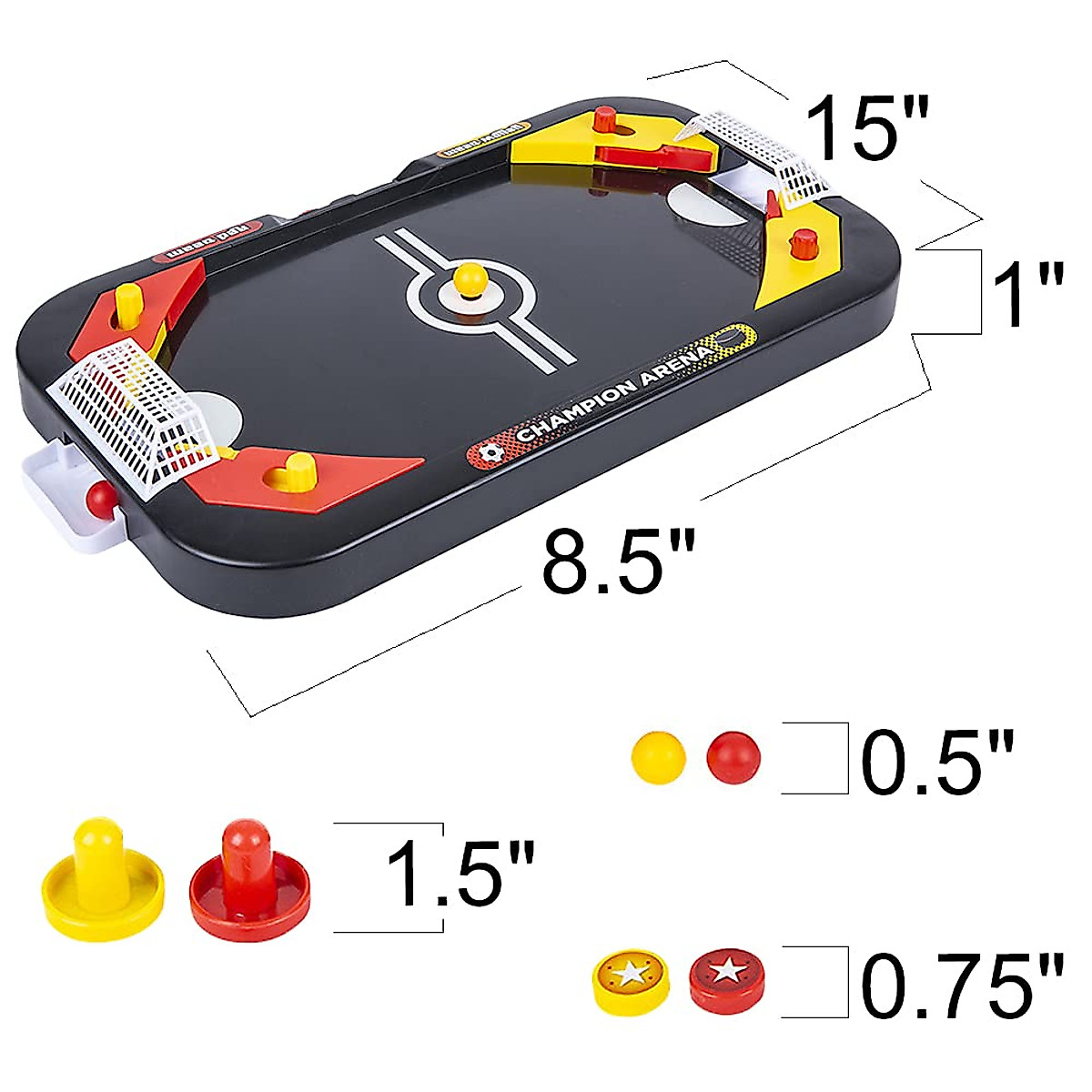Gamie 2 in 1 Sports Tabletop Game for Kids, Soccer and Hockey Table Game for Indoor Fun, Includes Pucks, Balls, and Strikers, Fits on Table or Floor for Hours of Action-Packed Play