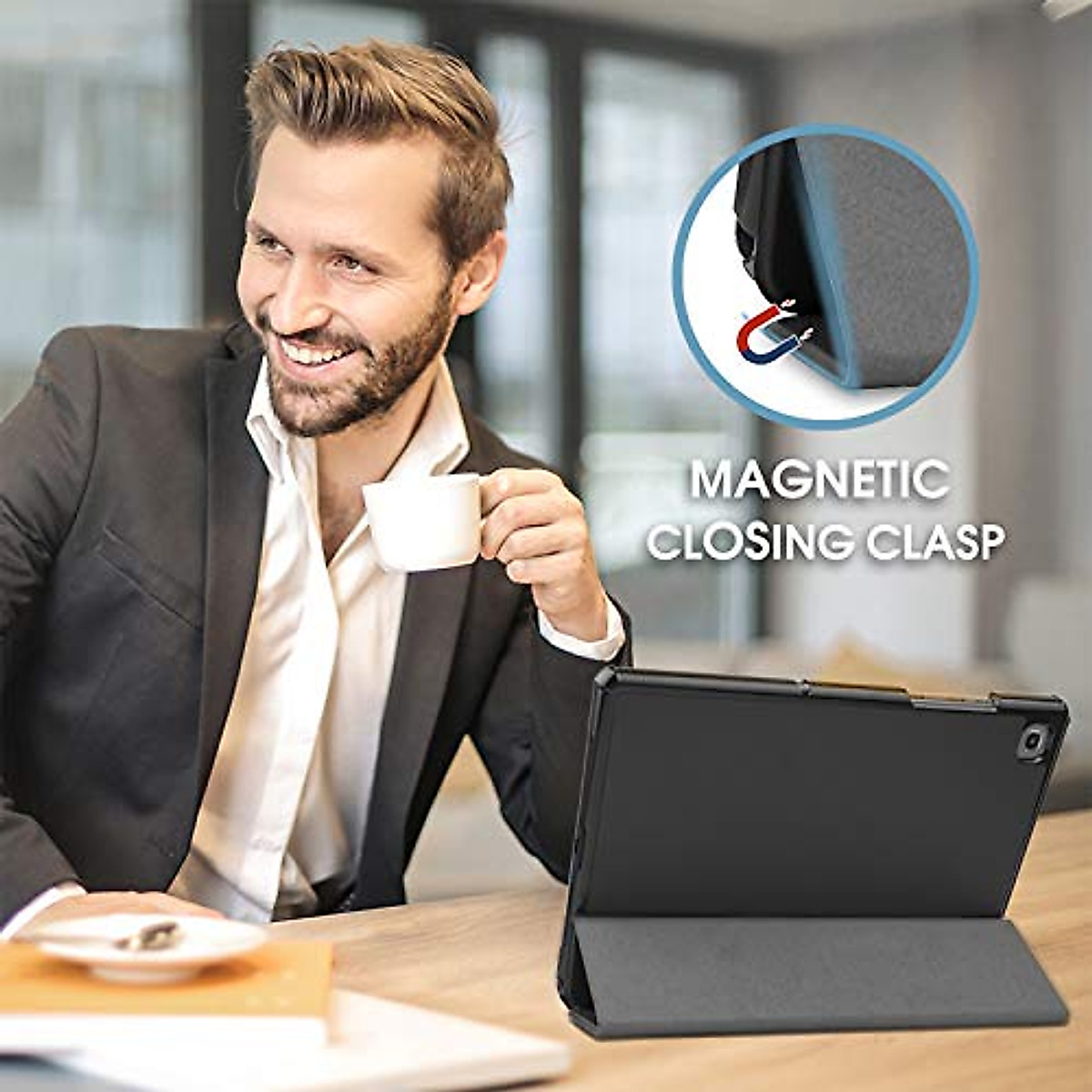 ProCase Smart Case for Galaxy Tab a7 10.4" 2022 2020 (SM-T509 T500 T503 T505 T507), Slim Light Cover Trifold Stand Hard Shell Folio Smart Case for Galaxy Tab A7 10.4 Inch 2022 2020 Tablet -Black