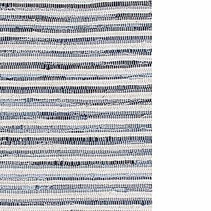 RAJRANG BRINGING RAJASTHAN TO YOU 4' x 6' Reversible Area Rugs Blue Denim Chindi Rag Rug Hand Woven Boho Eco Friendly Recycled Material for Farmhouse Home Decor