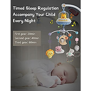 BSROLUNA Baby Crib Mobile with Music and Lights, Baby Mobile for Crib with Remote Control, Hanging Rotating Animals Rattles, 16 Songs and Timing Function, Cartoon Baby Crib Toys for Boys (Baby Blue)