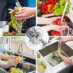 QYHOO 2 PCS Kitchen Sink Strainer Stainless Steel, 4.5 inch Diameter Anti-Clogging Drain Hair Catcher Mesh Catcher for Kitchen, Bathroom, Balcony, Floor Drain