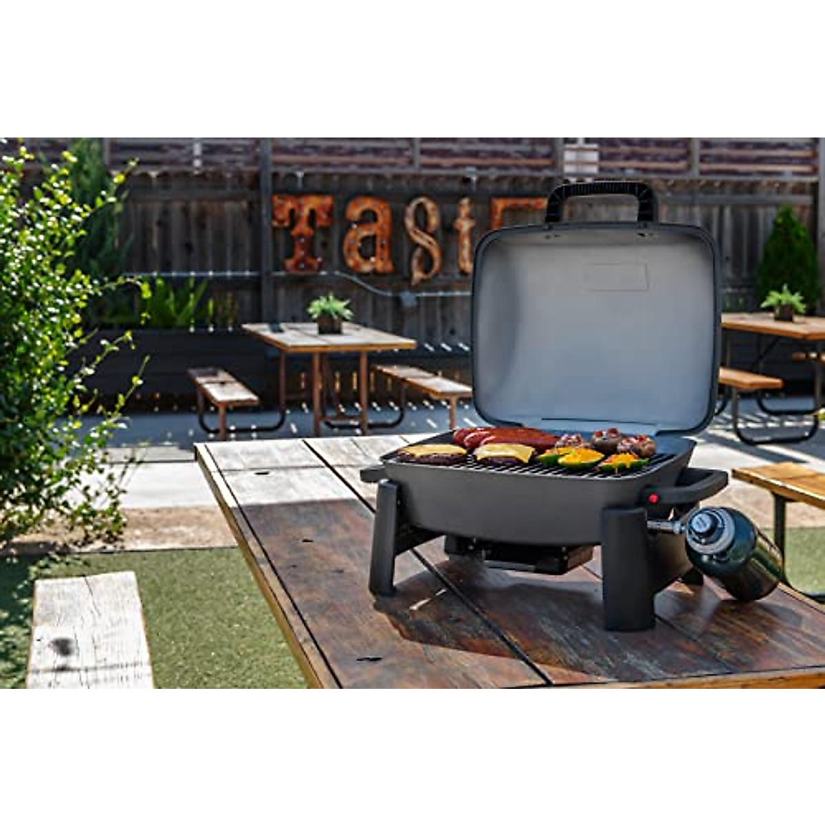 Nexgrill 1-Burner Portable Propane Gas Grill, 10,000BTUs, Perfect for Camping, Outdoor Cooking, Outdoor Kitchen, Patio, Garden, Premium Build and Style, Dark Grey & Black