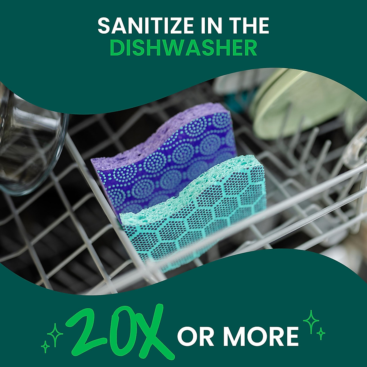 Scotch-Brite Scrub Dots Non-Scratch Scrub Sponge, Rinses Clean, For Washing Dishes and Cleaning Kitchen, 6 Scrub Sponges