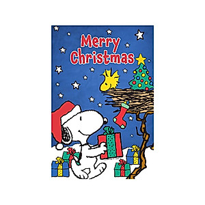 Flagology.com, PEANUTS® Merry Christmas Snoopy and Woodstock – Garden Flag 12.5" x 18", Outdoor Flag, Exclusive Premium Fabric, Officially Licensed PEANUTS®, Christmas