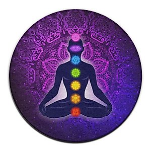Modern Round Area Rug, Non-Slip Machine Washable Kitchen Office Circle Rug, Room Sofa Yoga Soft Round Carpet Compatible with Seven Chakra Yoga Meditation Lotus Purple Mandala 24inch(60cm)