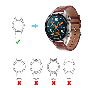 SourceTon Compatible with Huawei Watch GT/GT2 Leather Watch Band and Screen Protectors, Leather Replacement Wristbands (Brown) with Metal Buckle and Screen Films for Huawei Watch GT/GT2