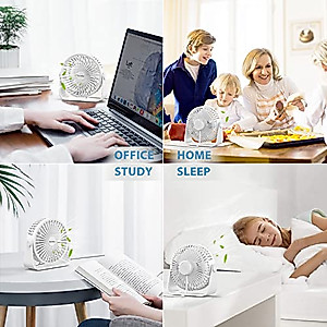 FARADAY USB Desk Fans 5 Inches Portable Table Fans 360° Head Rotation Small Personal Desktop Fan for Home Office, 3 Speeds, White