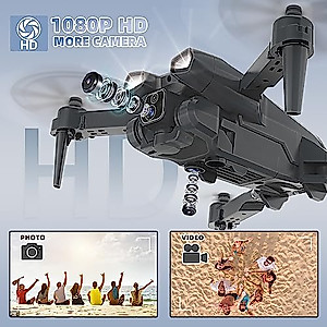 Drone with Camera HD 2 Cameras Mini Drones for Adults 135° Electrically Adjustable RC FPV WIFI Foldable Quadcopter Toy Aircraft Gifts 360° Flips Gravity Control Altitude Hold for Beginners 2 Batteries