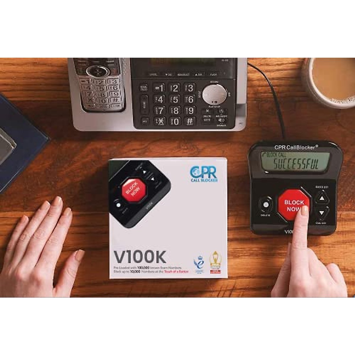 CPR V100K Spam Call Blocker for Landline Phones – Stop All Unwanted Calls at a Touch of a Button - Scam Call Blocker for Home Phones
