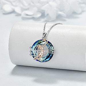 CRMAD Volleyball Gifts Necklace for Players Sterling Silver Crystal Sport Inspirational Volleyball Jewelry for Women (crystal)